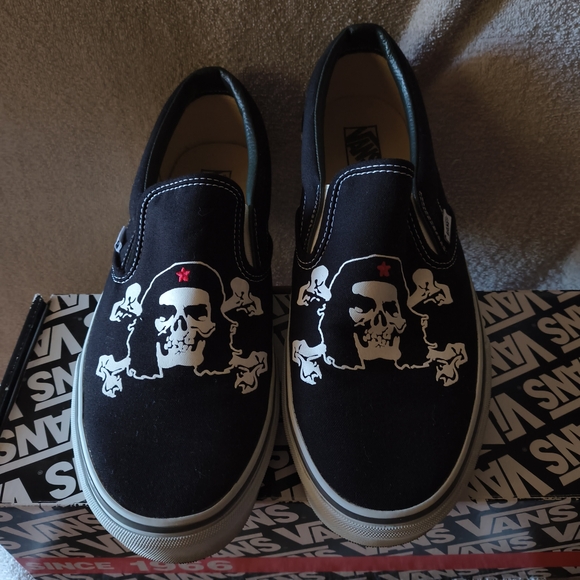 Vans | Shoes | Vans Black Slipon Shoes With Skull Design | Poshmark